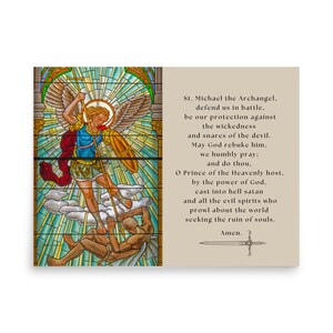 PRINT - St. Michael the Archangel Prayer Wall Print - Stained Glass ...