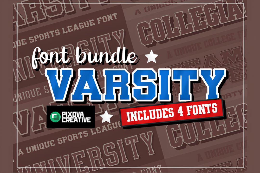 Varsity College Sport Bundle Font, Athletic Fonts, Bold Typography ...