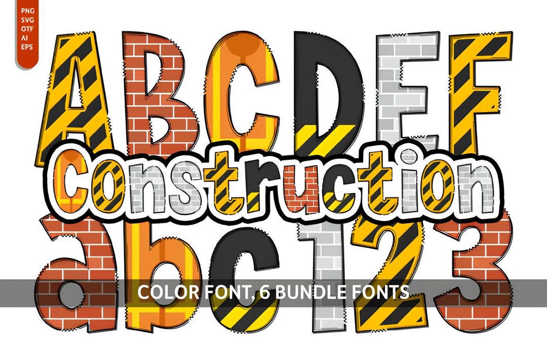 Construction Bundle Font, Industrial Fonts, Bold Typography, Heavy-duty ...