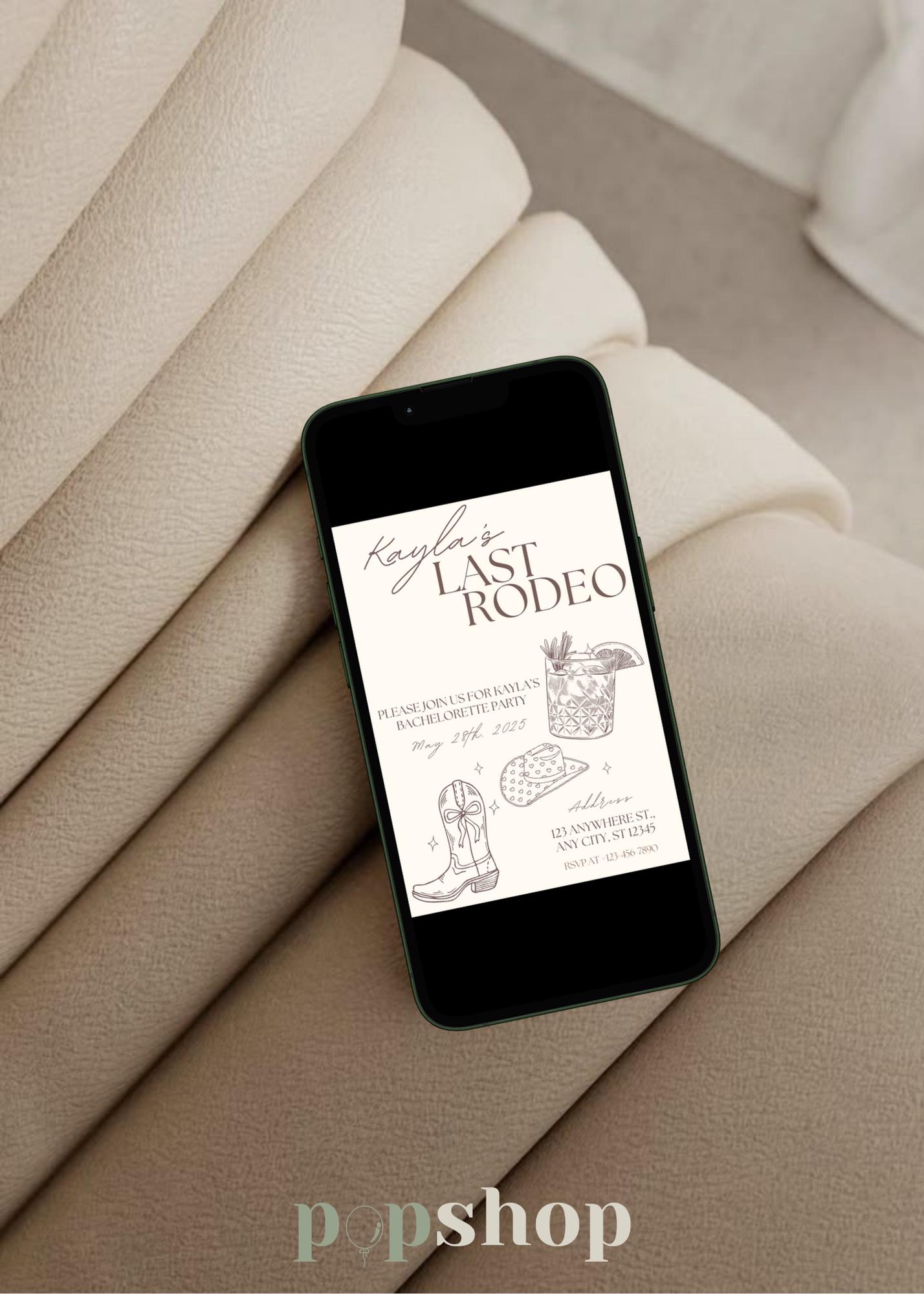 Last Rodeo Bachelorette Invitation Western Cowgirl Bachelorette Weekend ...