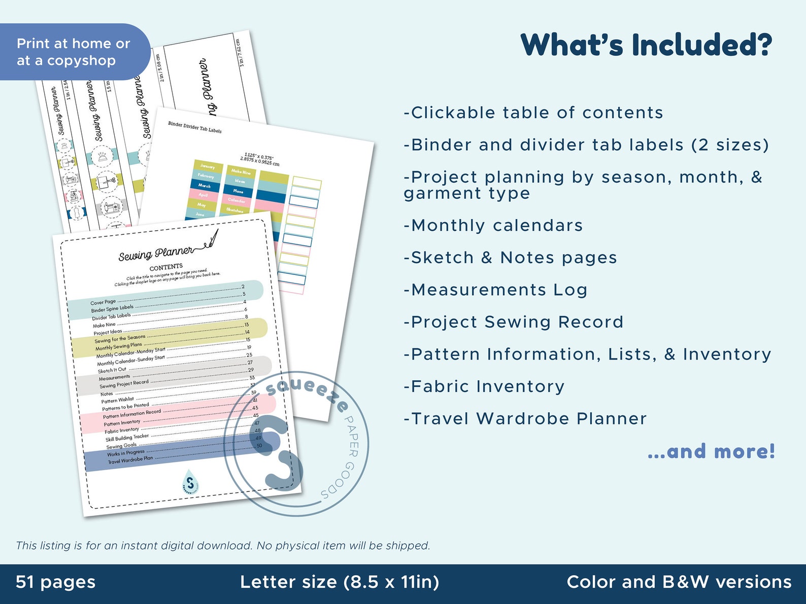 Sewing Planner -- Printable PDF -- Sewing Project Planner – Sewing ...