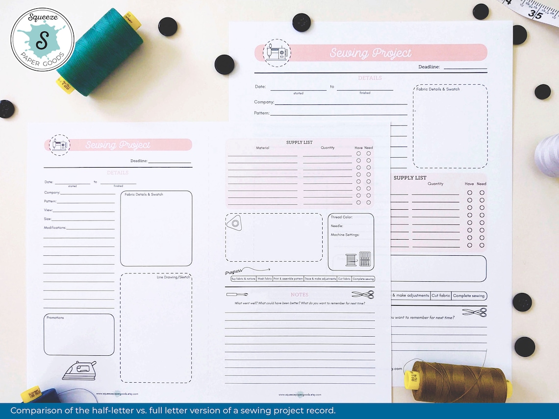 Sewing Planner Printable PDF Sewing Project Planner - Etsy