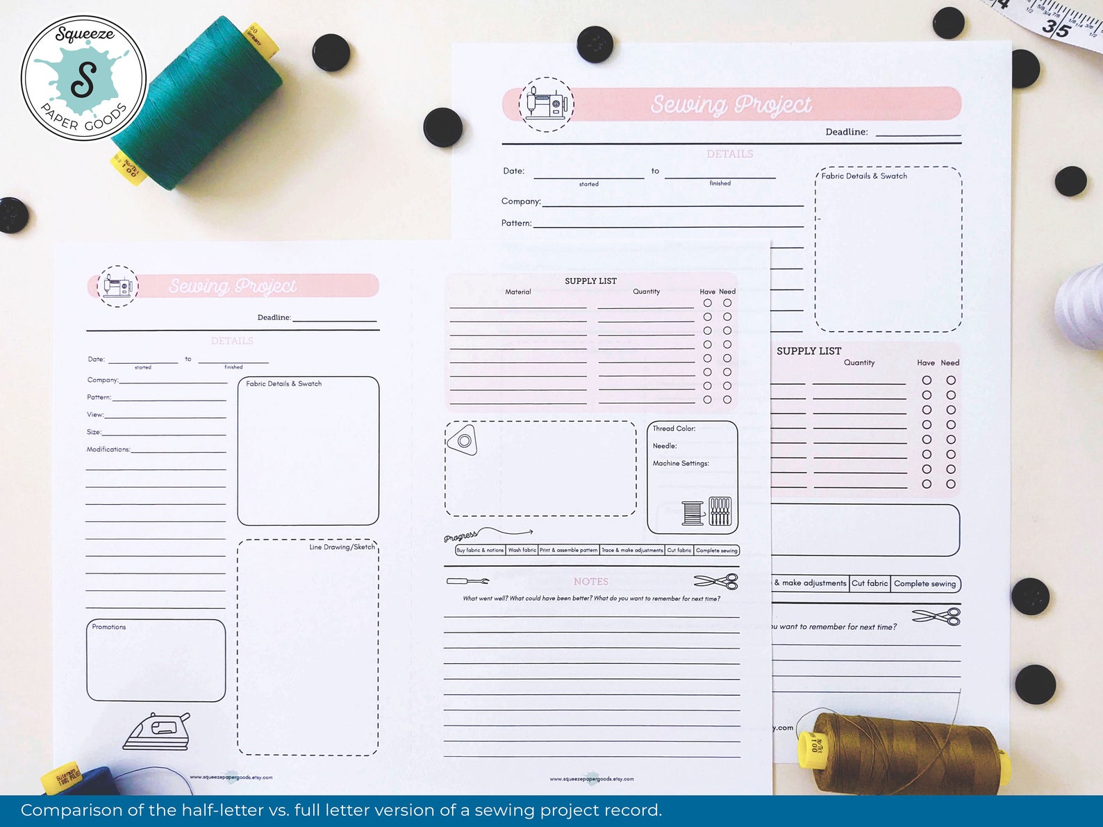 Sewing Planner Printable PDF Sewing Project Planner - Etsy