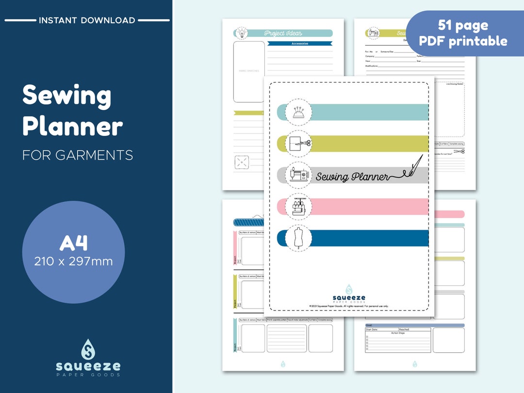 Sewing Planner Printable PDF Sewing Project Planner Sewing Journal A4 ...