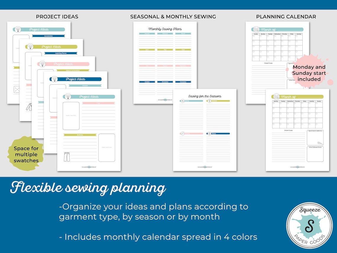 Sewing Planner Printable PDF Sewing Project Planner - Etsy