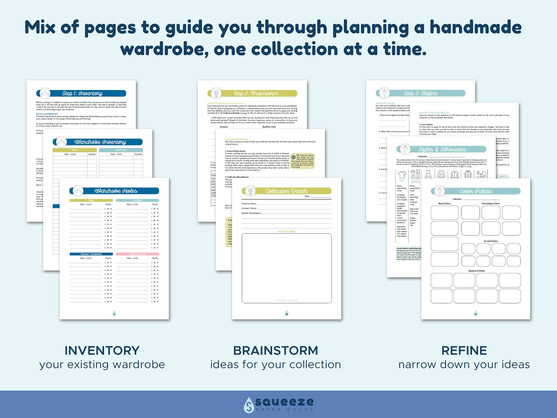 Wardrobe Planning Workbook-pdf Printable-sewing Knitting-letter Size-8 ...
