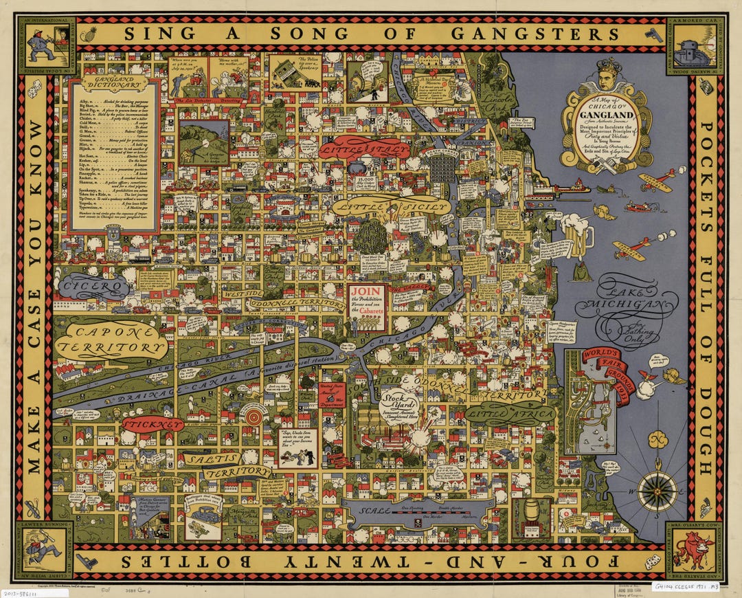 Vintage Gangster Map of Chicago, 1931 - Etsy