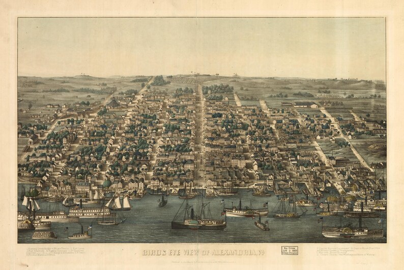 1863 Panoramic Map of Alexandria, Virginia - Etsy
