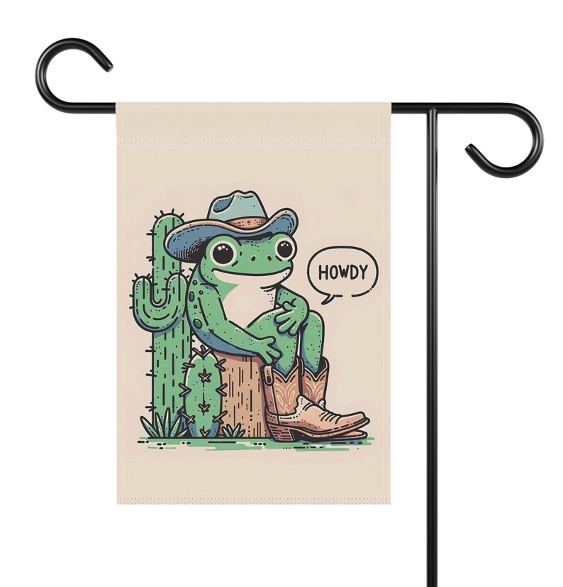 Howdy Cowboy Frog Garden Flag, Rustic Western Cowboy Boots and Hat ...