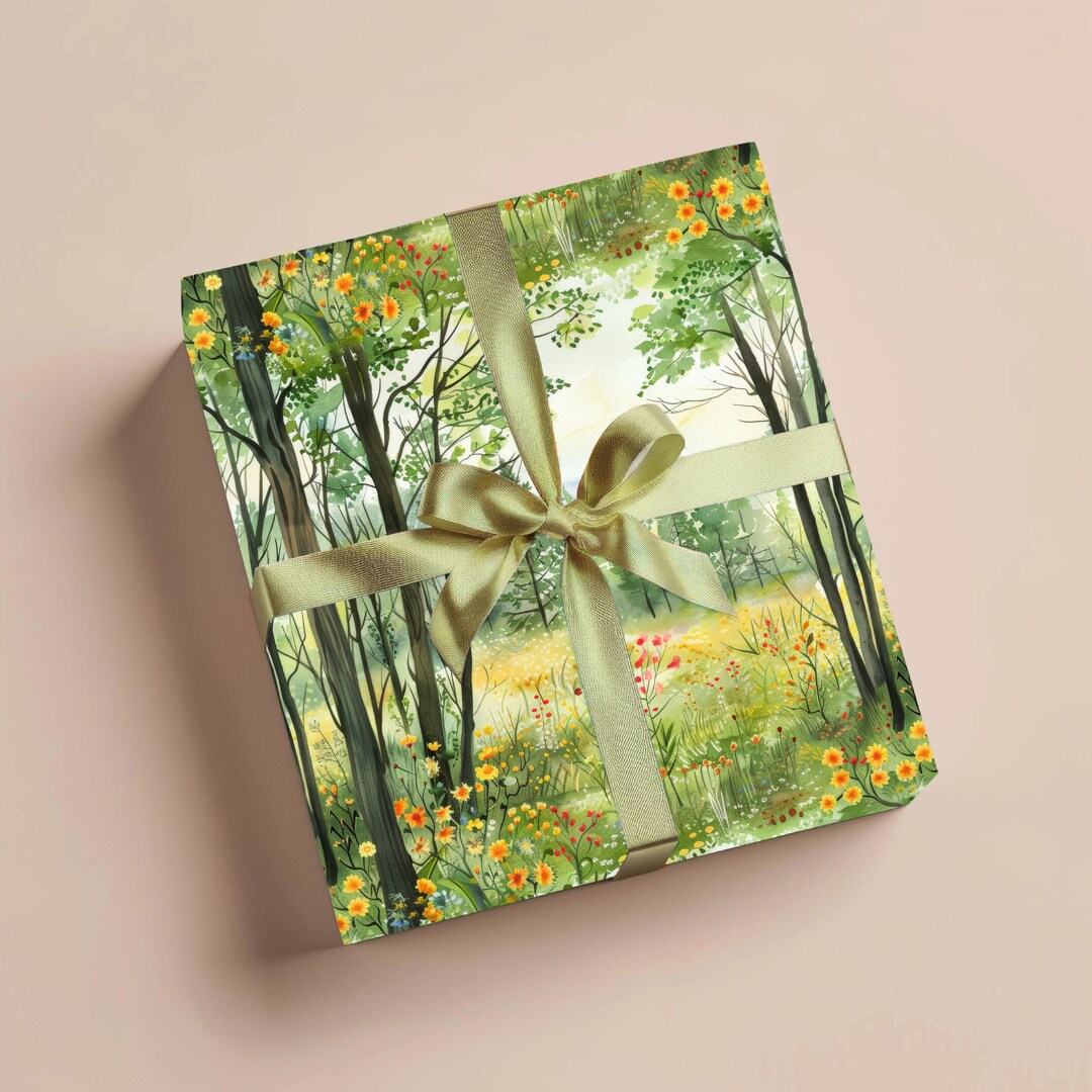 Wildflower Woods Wrapping Paper, Watercolor Forest Gift Wrap Great for ...