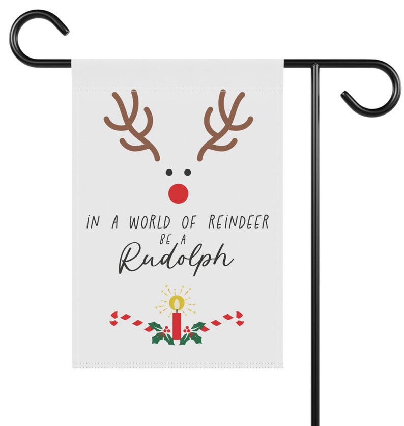 Rudolf Reindeer Garden Flag, Uplifting Front Door Porch Decor ...