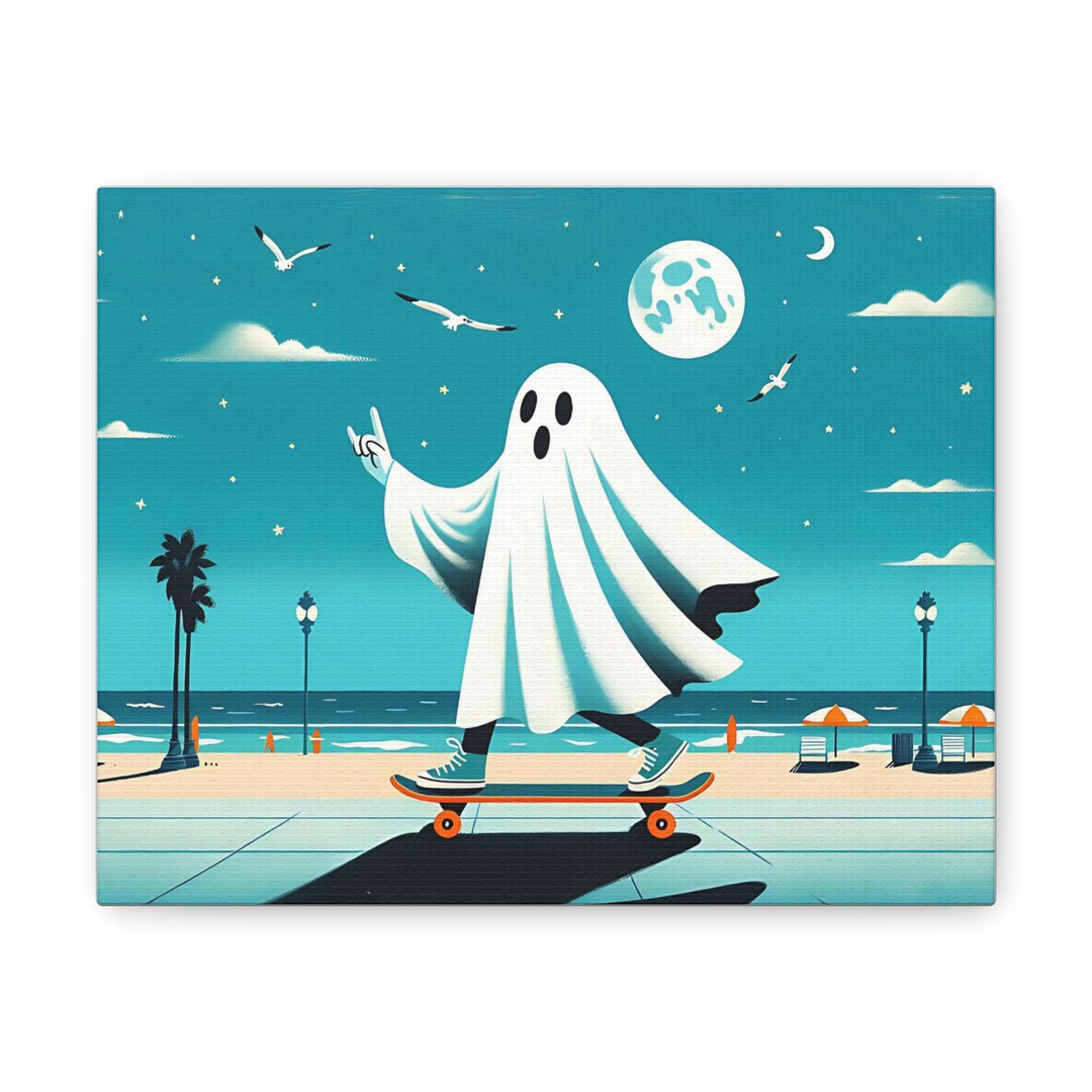 Hang Loose Ghost Skateboarding at Beach Boardwalk Canvas Gallery Wraps ...