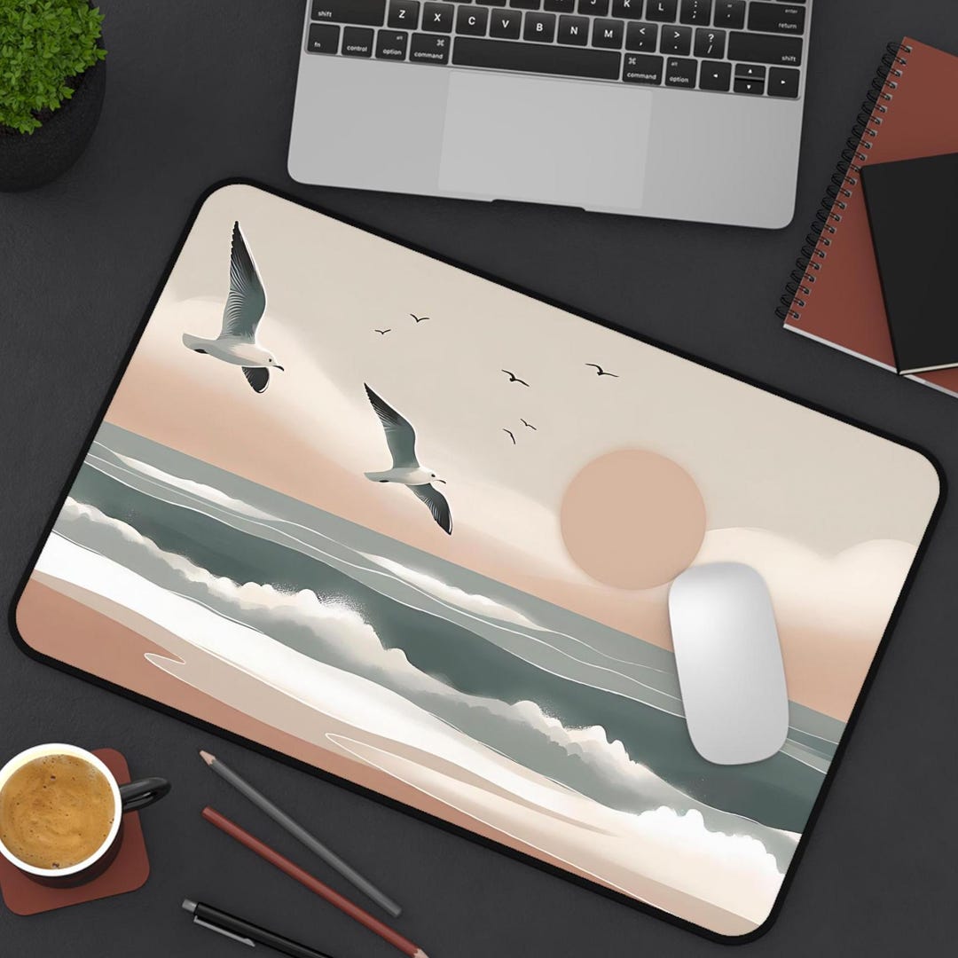Ocean Desk Mat Seagull Birds Desk Pad Minimalist Decor Large Mouse Pad ...
