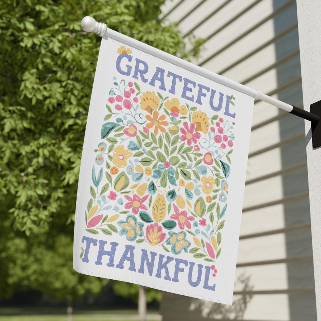 Grateful Garden & House Banner All Year Outdoor Flag, Thankful Front ...