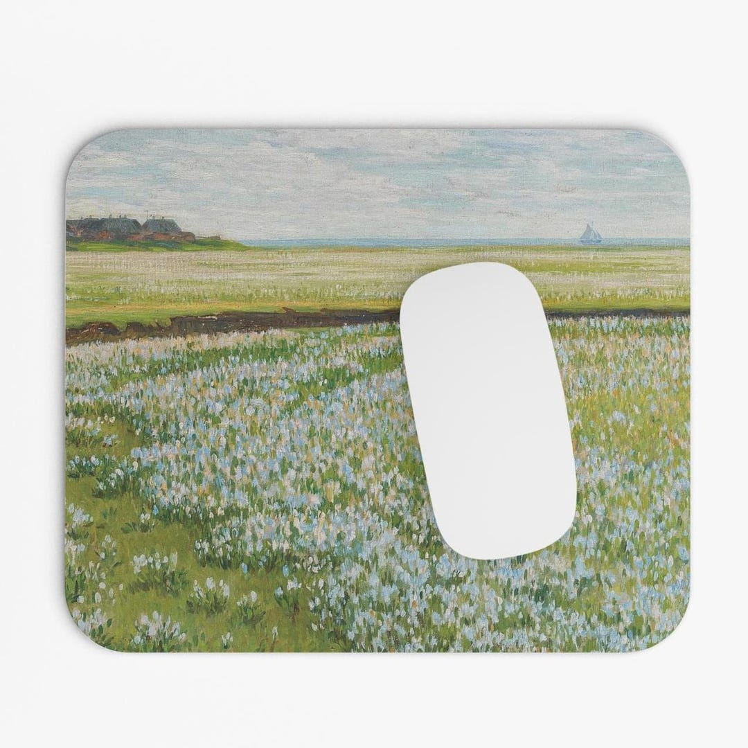 Wildflower Mouse Pad Sea Boat View Landscape Mousepad Vintage Oil ...