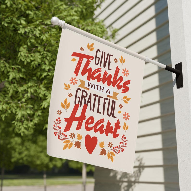 Give Thanks With a Grateful Heart Garden & House Banner, Fall Season ...