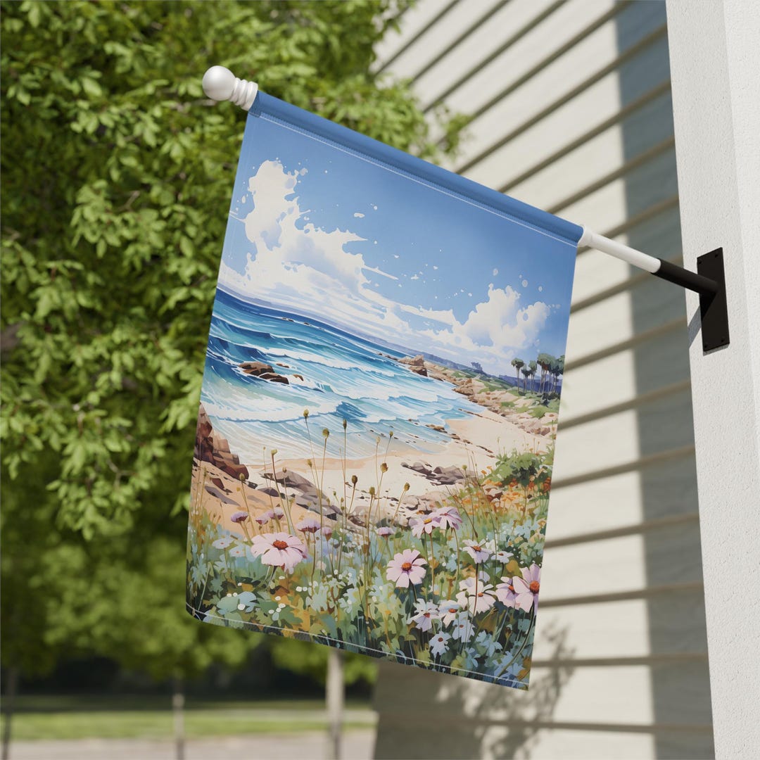 Ocean View Garden Banner, Coastal Decor, Summer Outdoor Art, Beach ...