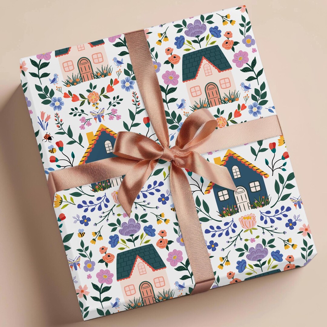 New Home Gift Wrap, Cottage Core House Wrapping Paper for All Occasions ...