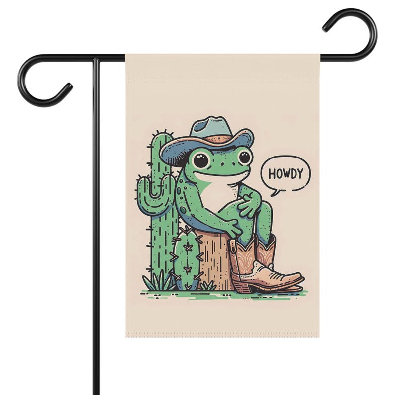 Howdy Cowboy Frog Garden & House Banner, Cute Garden Flag, Western ...
