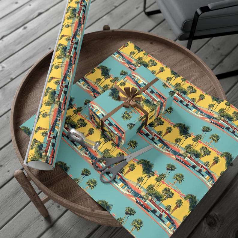 Desert Mid Century Modern Gift Wrap Paper, Palm Springs Palms for ...
