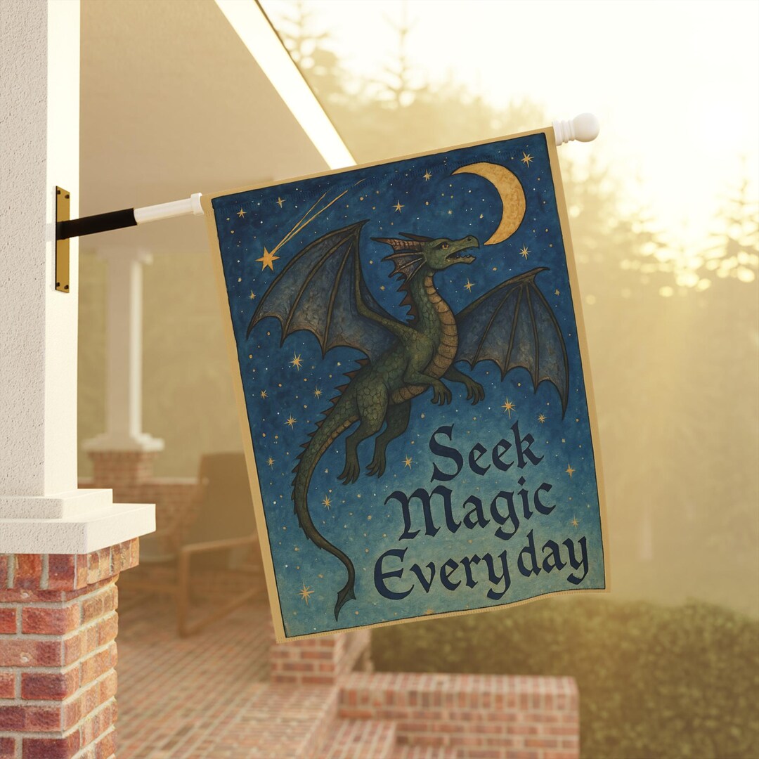 Dragon Cottagecore Flag, Magical Outdoor Decor Banner, Medieval ...