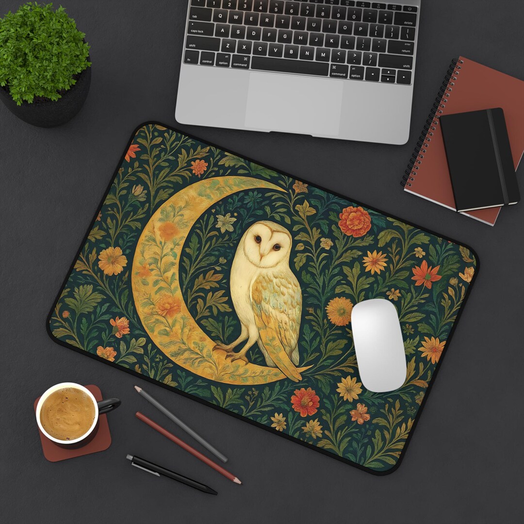 Owl Desk Mat, William Morris Victorian Moon Home/office Decor ...