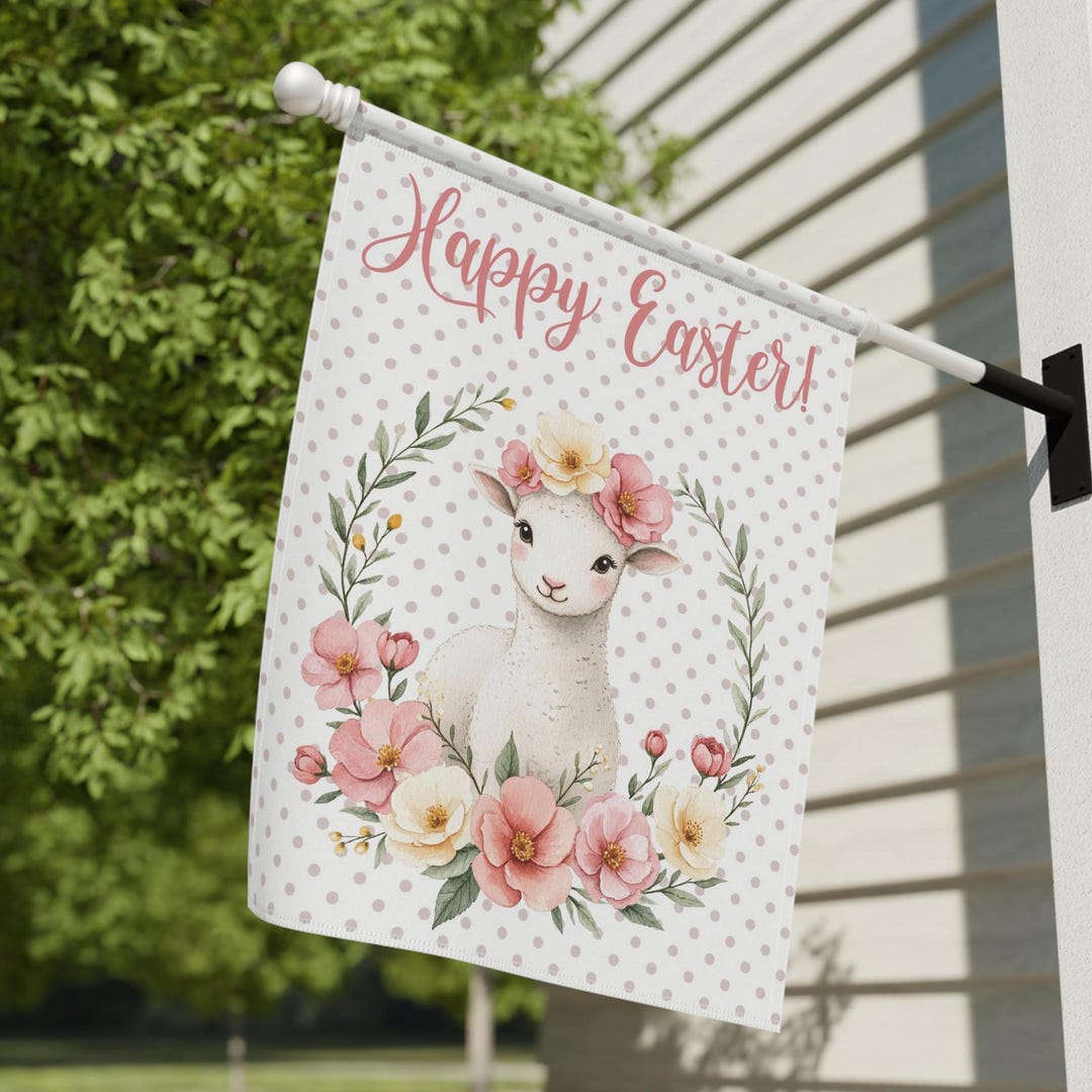 Lamb Easter Garden & House Banner Front Porch Wreath Decor Outdoor Flag ...