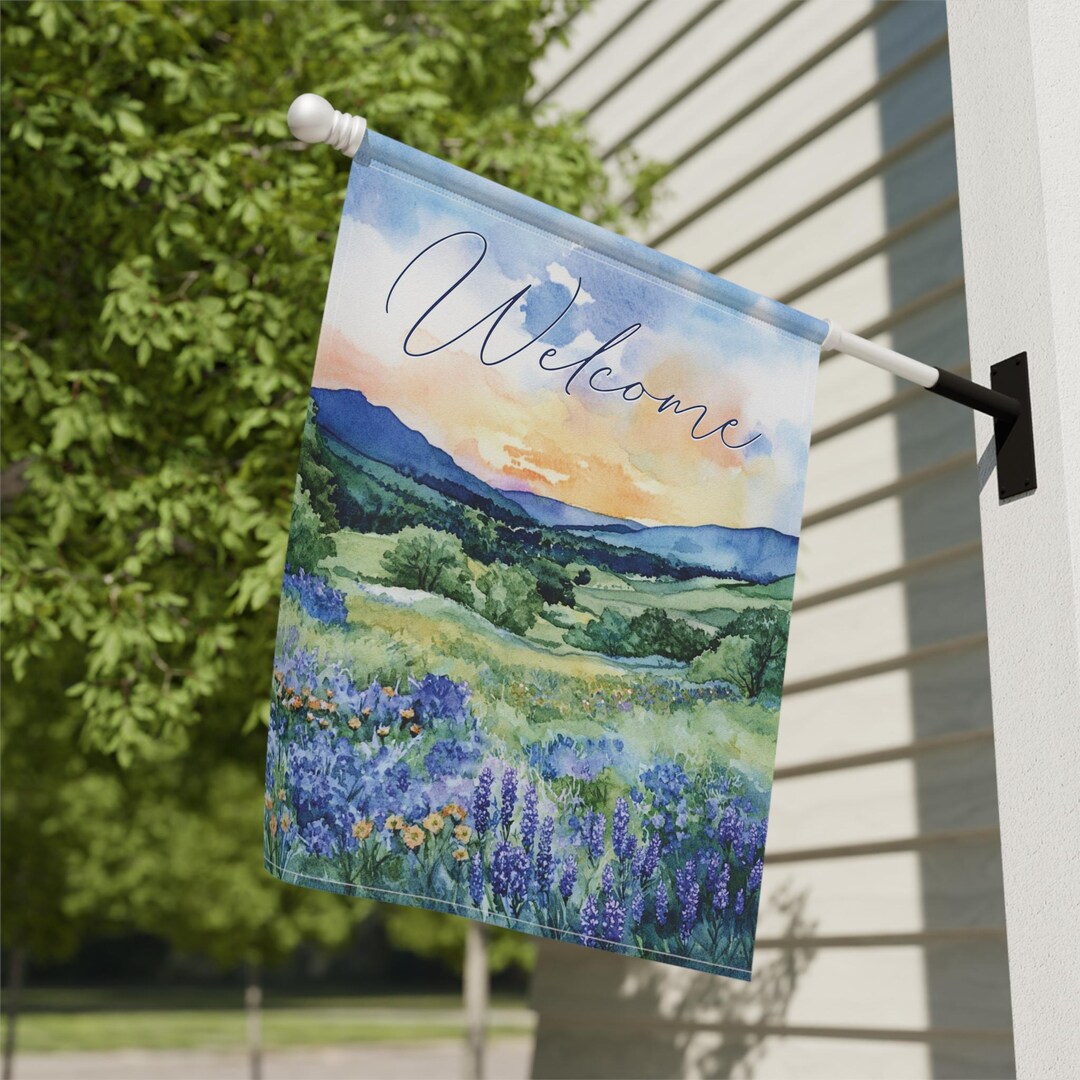 Wildflower Garden Flag, Hill Country Spring Lupine Floral Welcome Sign ...