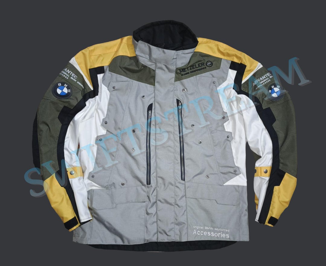 Men Motorrad Rallye Yellow & Gray Flag Competition Textile Touring ...