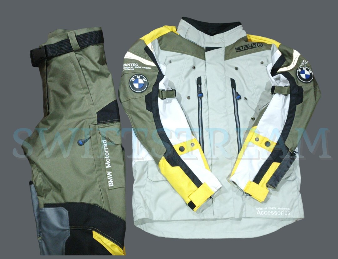 Men BMW Motorrad Rallye Yellow & Gray Flag Competition Textile Touring ...
