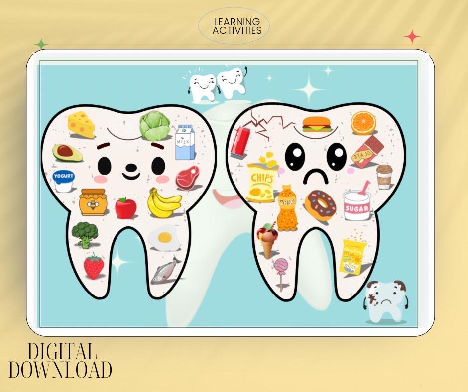 Dental Health Preschool Printable Activity for Kids, Teeth Brushing ...