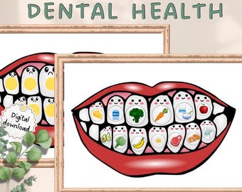 Dental Health Preschool Printable Activity for Kids, Teeth Brushing ...