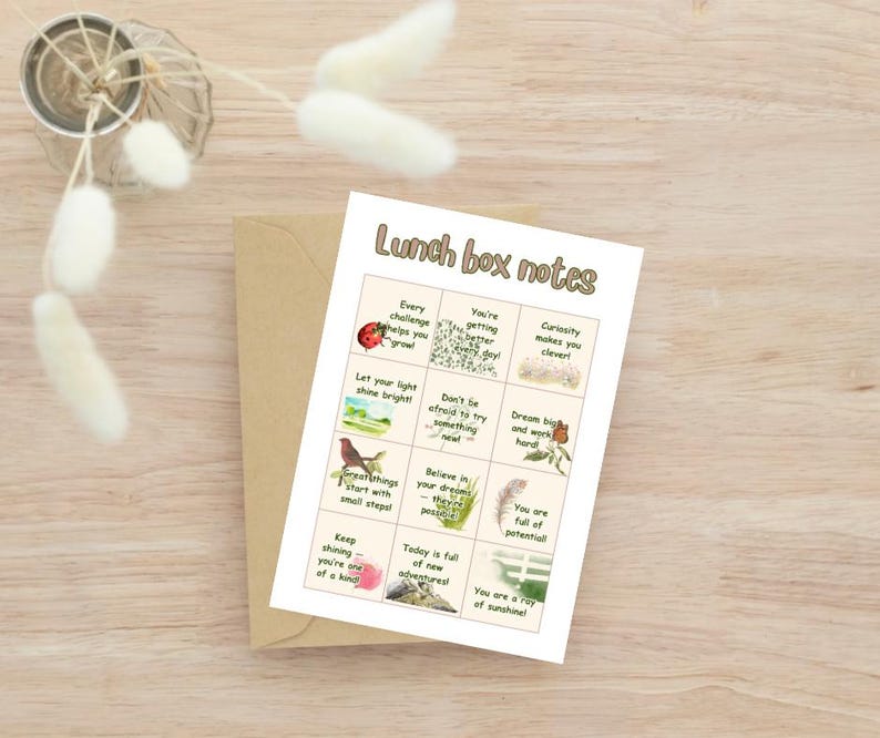 Motivational Lunch Box Notes for Kids | Printable Positive Affirmation ...