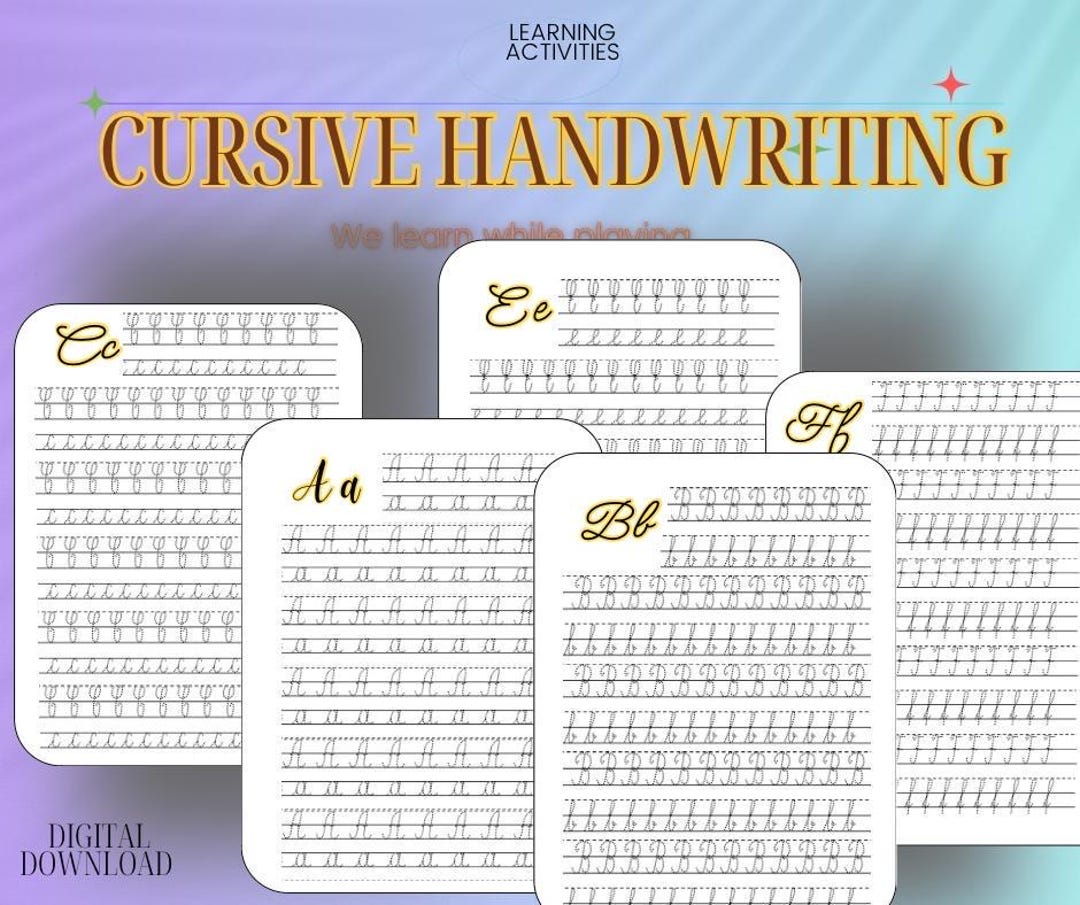 A to Z Cursive Handwriting Practice Worksheets, Alphabet Tracing Sheets ...