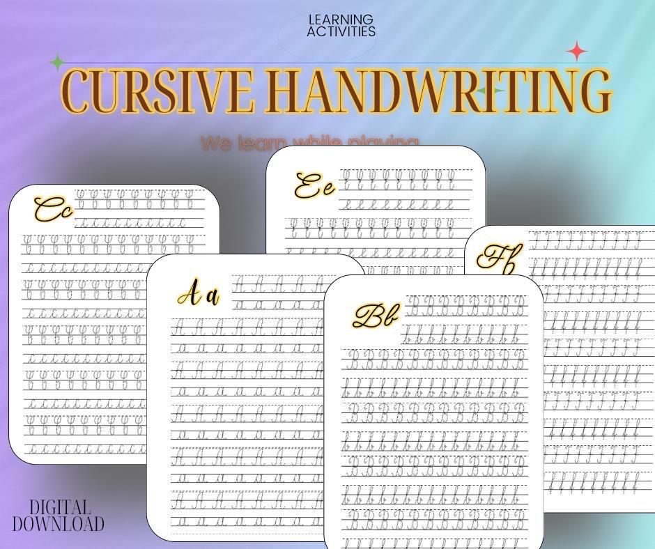 A to Z Cursive Handwriting Practice Worksheets, Alphabet Tracing Sheets ...
