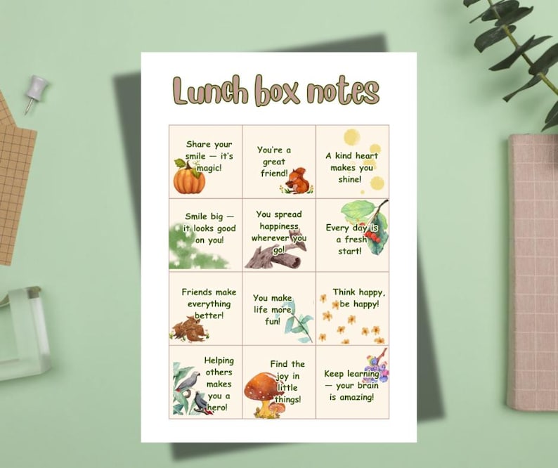 Motivational Lunch Box Notes for Kids | Printable Positive Affirmation ...