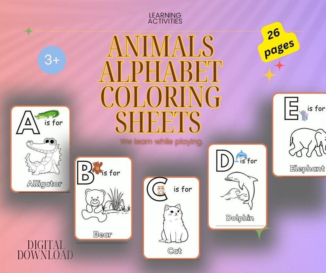ABC Baby Shower Coloring Book Baby's First ABC Book Animal Theme ...