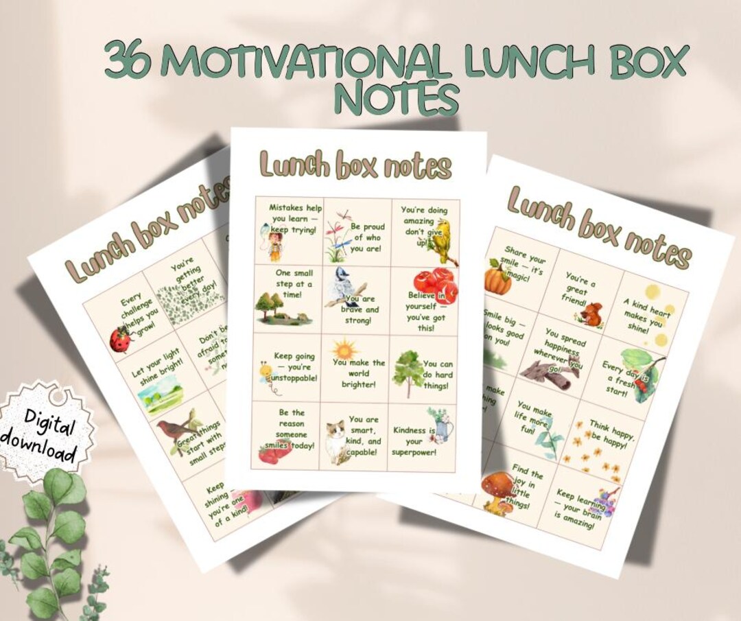 Motivational Lunch Box Notes for Kids | Printable Positive Affirmation ...