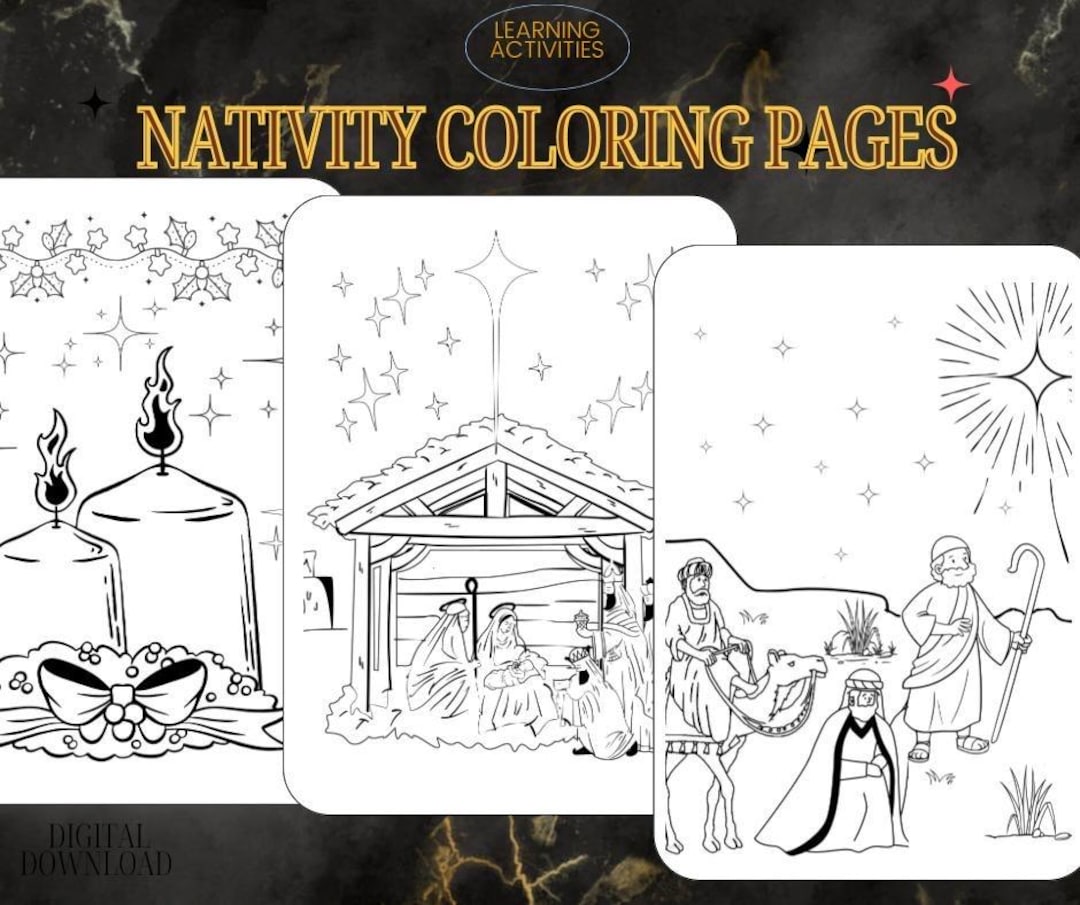 Coloriages de la Nativité Coloriages de Noël Téléchargement instantané ...