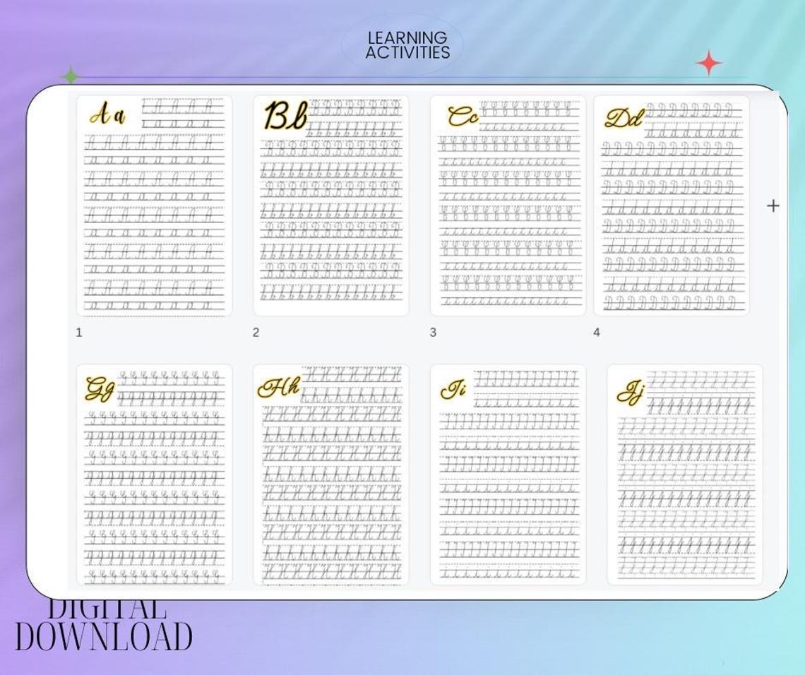 A to Z Cursive Handwriting Practice Worksheets, Alphabet Tracing Sheets ...