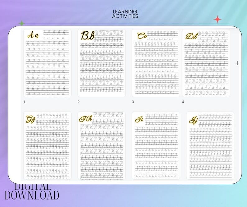 A to Z Cursive Handwriting Practice Worksheets, Alphabet Tracing Sheets ...