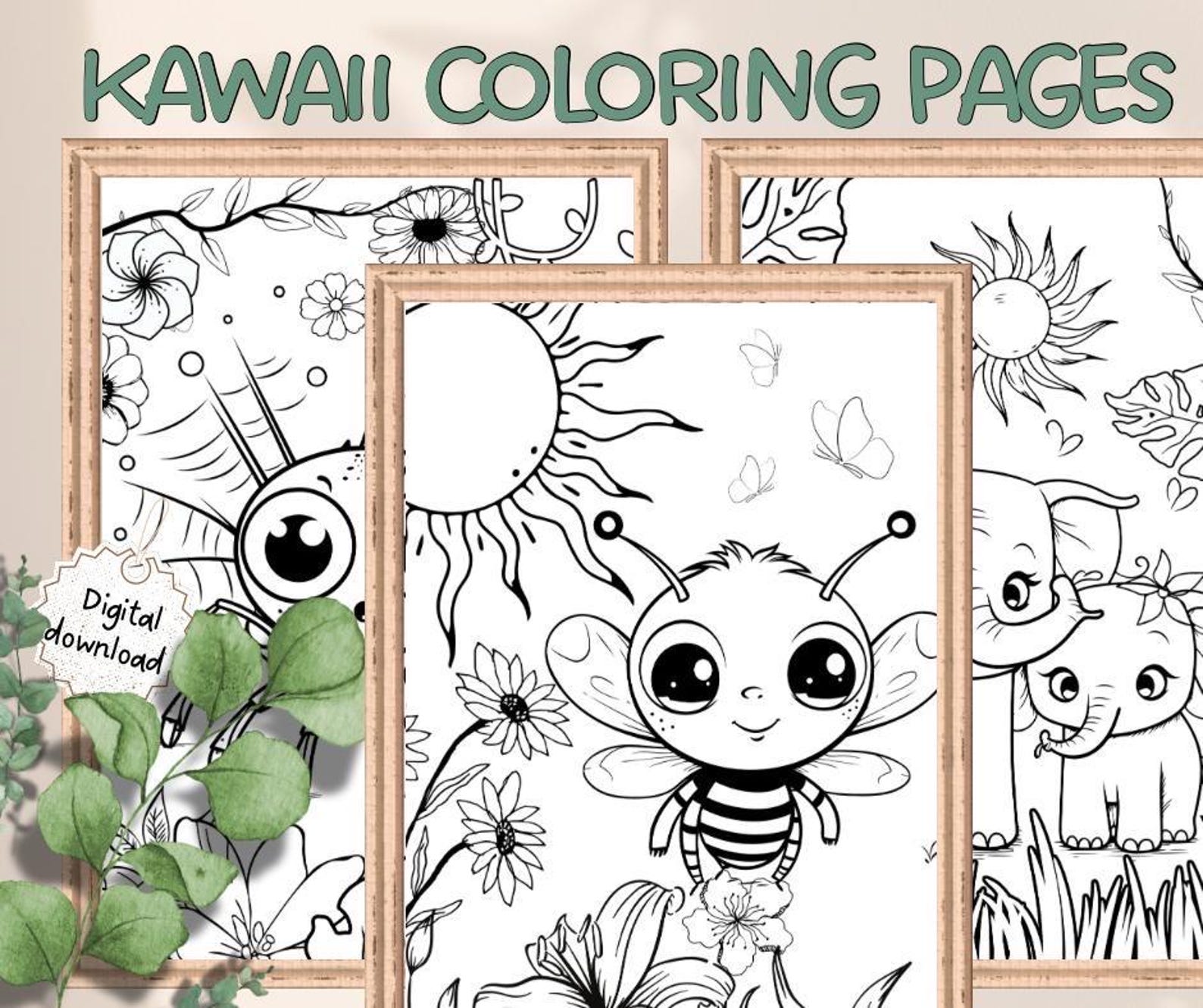 Kawaii Printable Coloring Pages for Kids and Adults, Cute Coloring ...