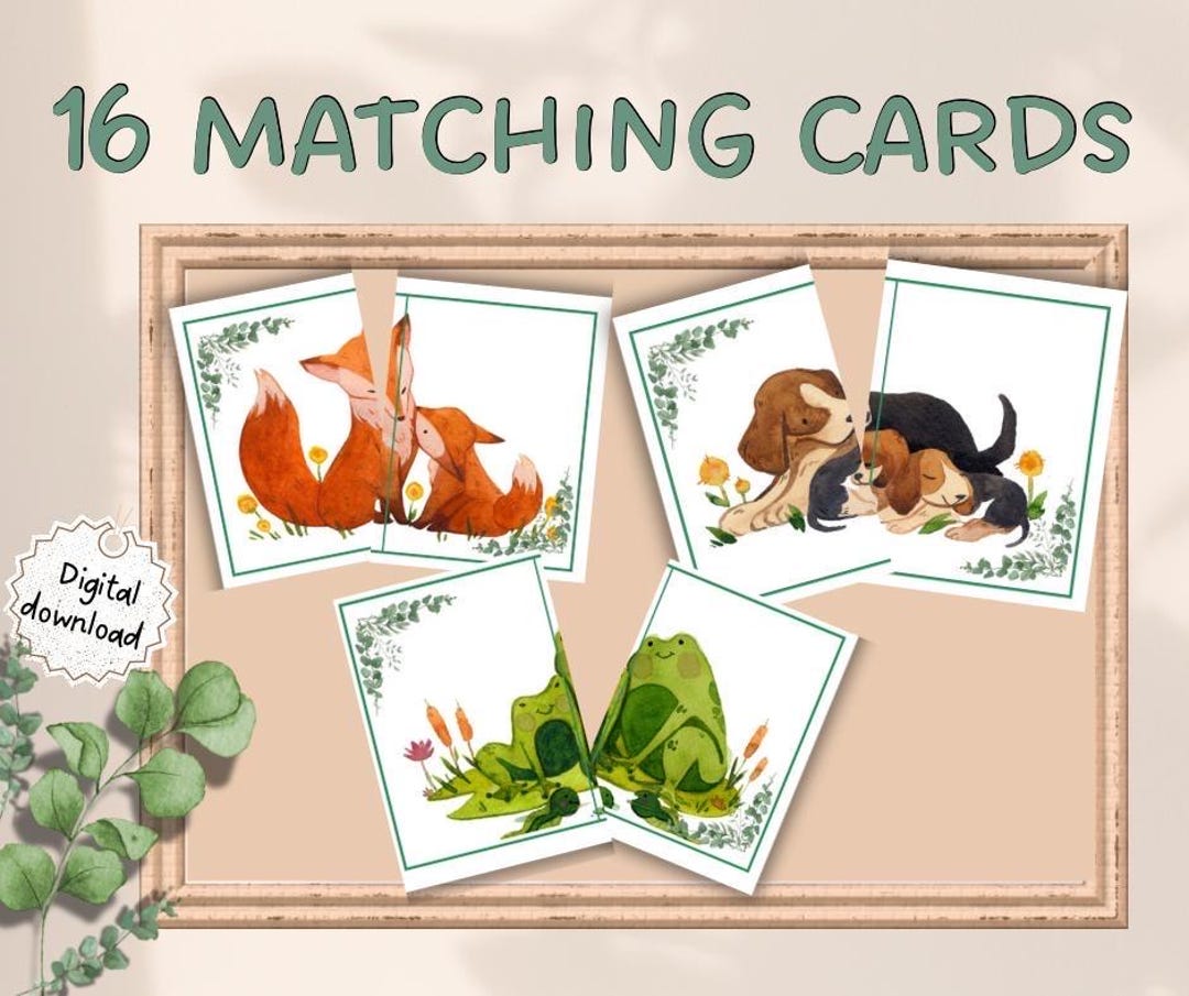 Animals Matching Game for Kids, Symmetry Puzzle,mother and Baby Animal ...