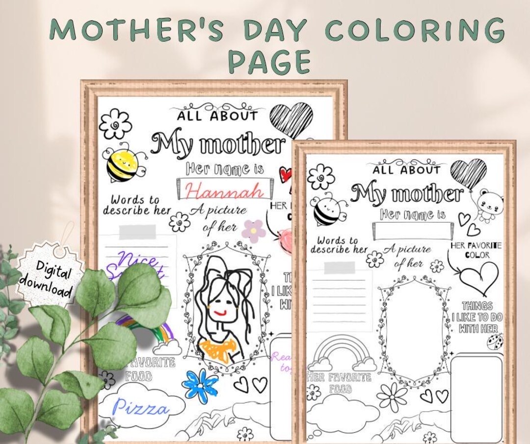 Mother's Day Coloring Page | Printable PDF | Kids Activity | DIY Gift ...