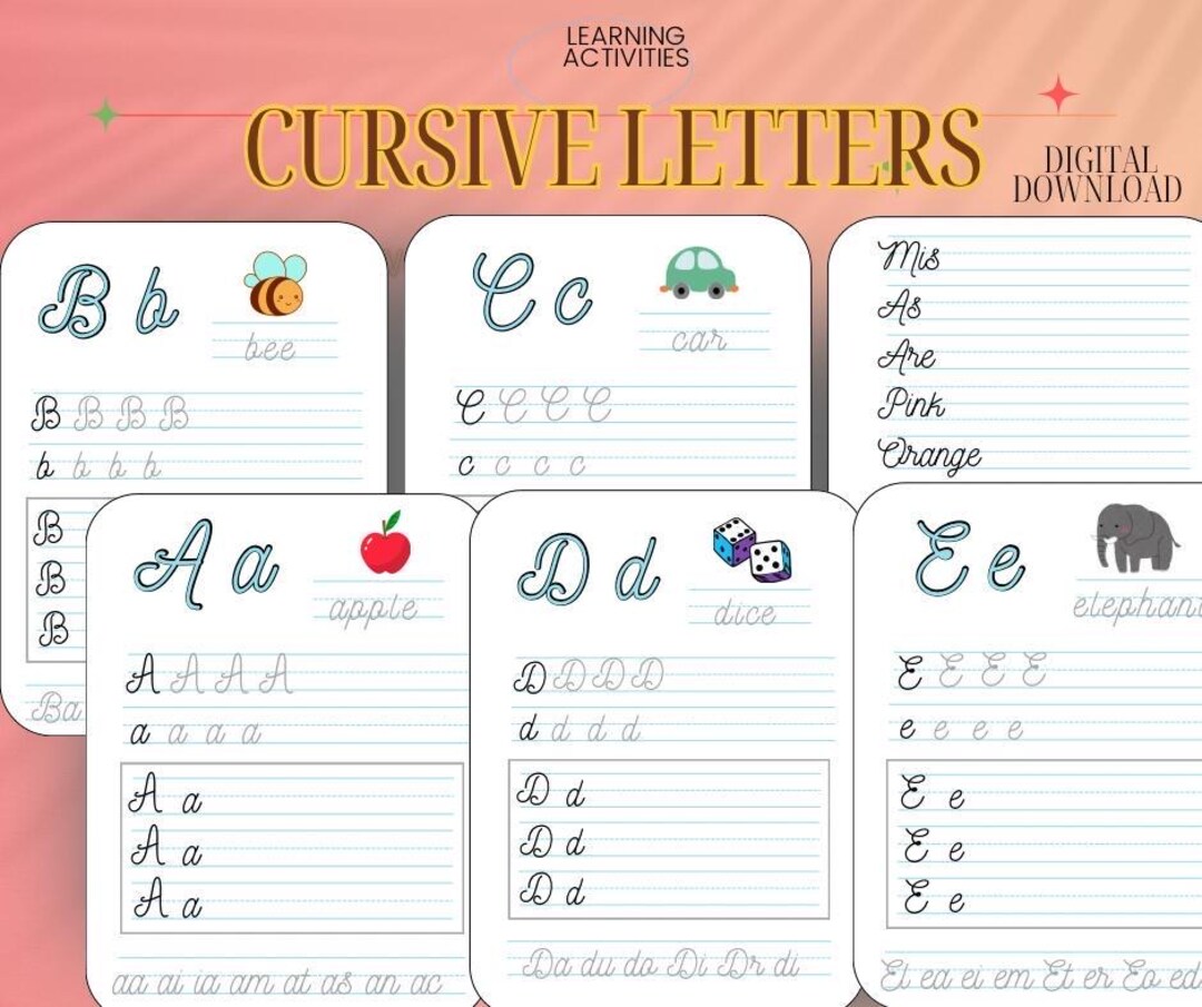 Printable Cursive Worksheets 30 Pages Letters and Words, Cursive ...