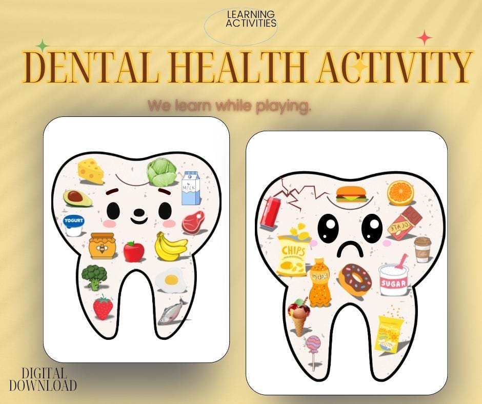 Dental Health Preschool Printable Activity for Kids, Teeth Brushing ...