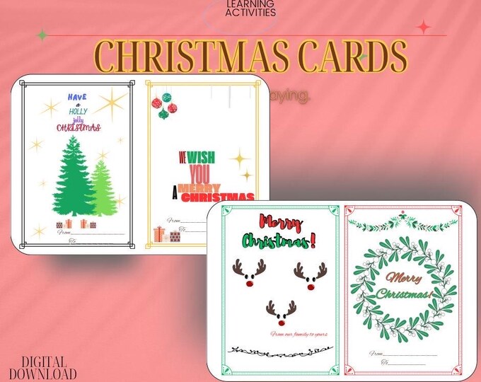Printable DIY Christmas Card, Fingerprint Craft for Kids, Christmas ...