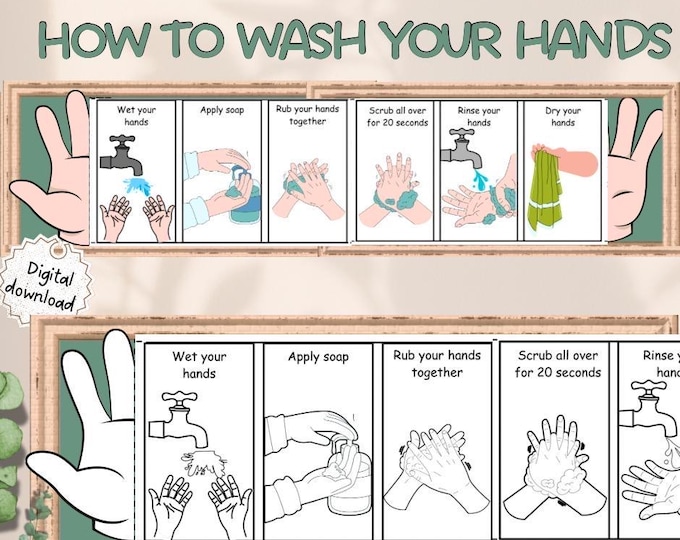 Wash Your Hands Printable Activity for Toddler, Preschool Homeschool ...