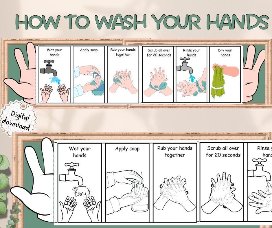 Wash Your Hands Coloring Page | Kids Handwashing Printable | Foldout ...