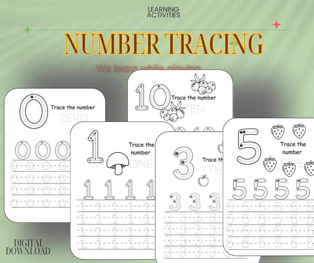 0-10 Number Tracing Worksheets, Homeschooltrace the Numbers, Preschool ...